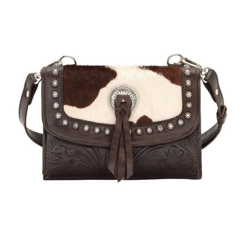 American West Texas Two Step Cow Print Small Crossbody Bag/Wallet ...